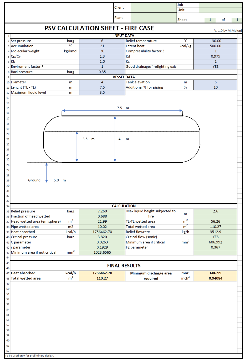 Excel spreadsheet for fire case PSV sizing – MeloniMarco.it